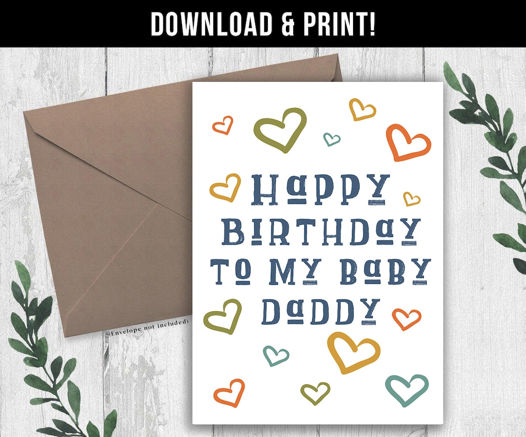 DIGITAL DOWNLOAD Funny Happy Birthday Baby Daddy Card, Funny Birthday Card for Husband, Funny ...