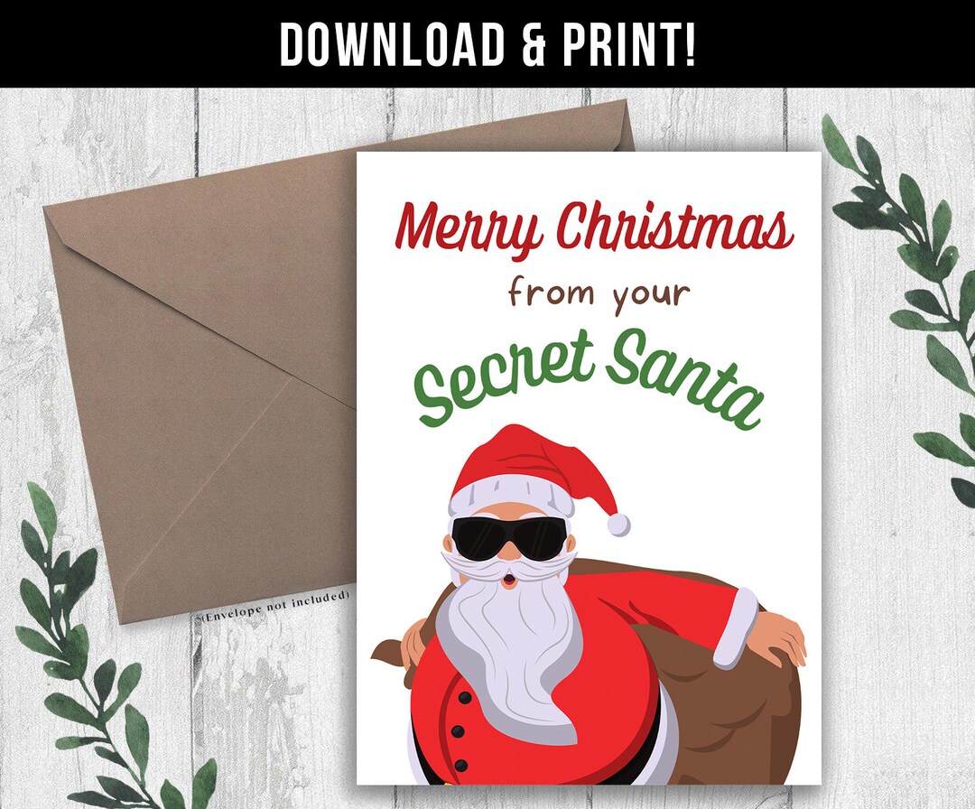 Digital Download Secret Santa Card For Friend Christmas Card For Funny Secret Santa T T
