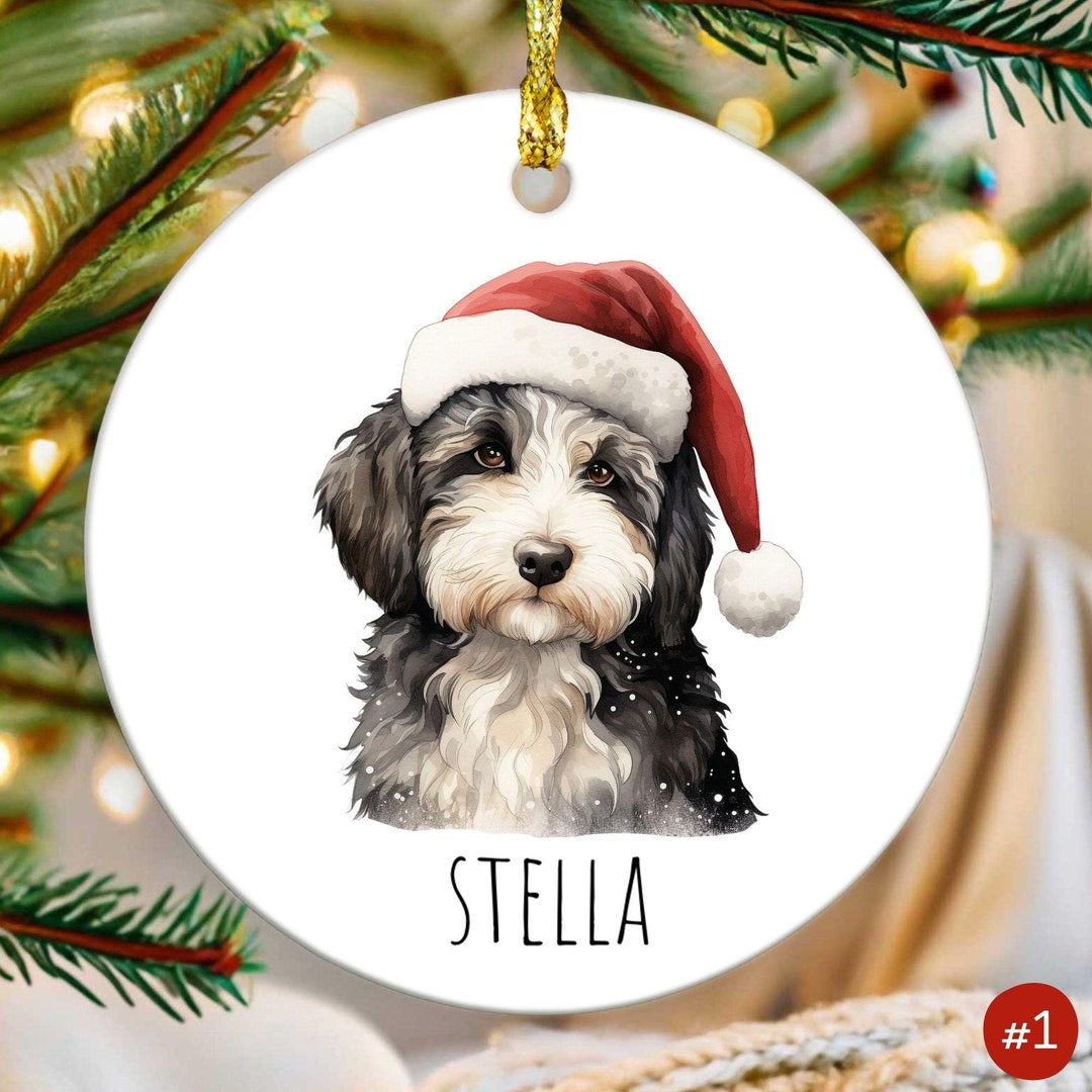 Personalized Sheepadoodle Christmas Ornament, Custom Dog Name Ornament ...