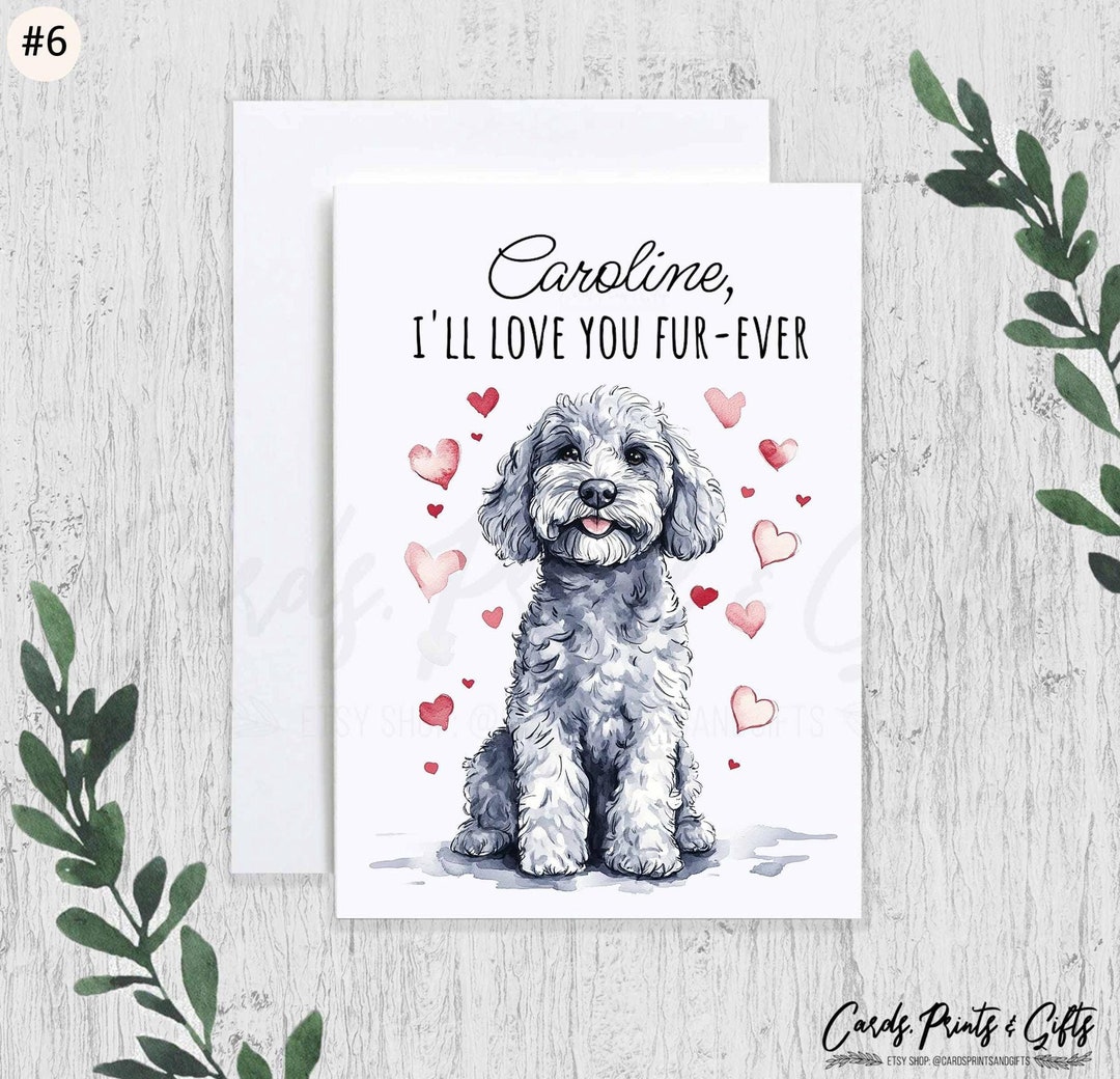 Personalized Silver Goldendoodle Valentines Card, Funny Labradoodle ...