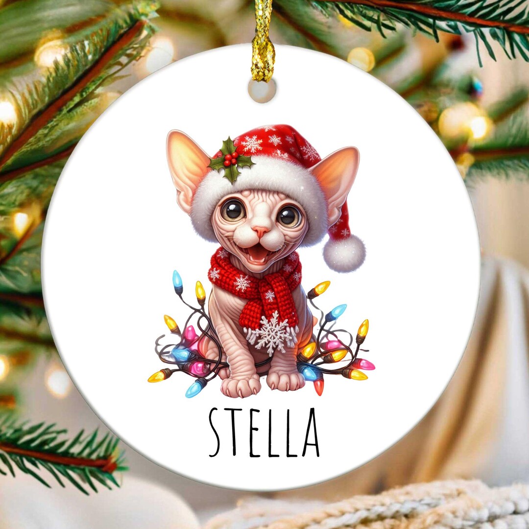 Personalized Sphynx Cat Christmas Ornament, Custom Sphynx Cat Name ...