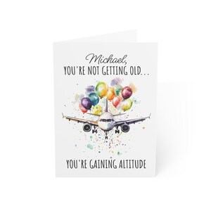 Personalized Airplane Birthday Card for Pilot, Custom Name and Age ...
