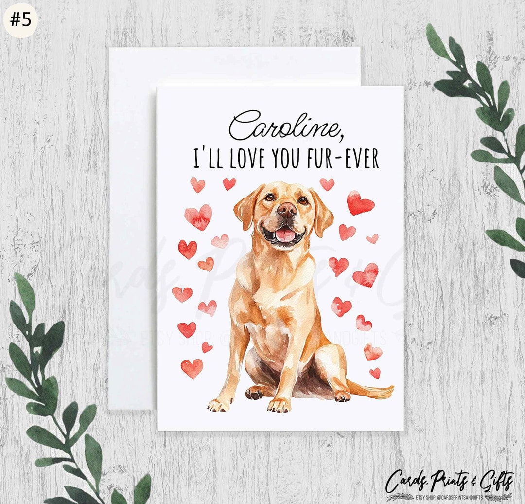 Personalized Yellow Labrador Valentines Card, Funny Lab Anniversary ...