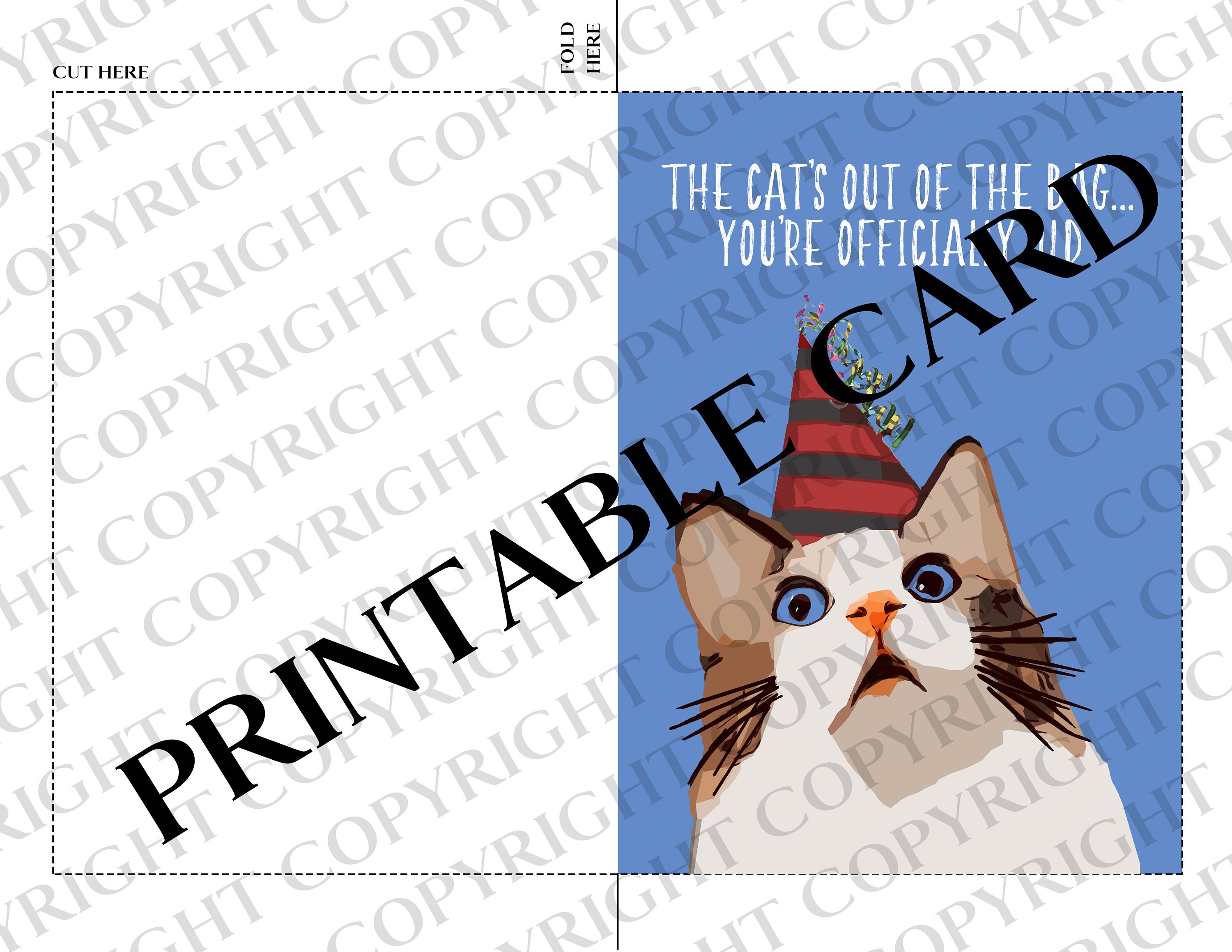 Printable Cat Birthday Card. Funny Cat Birthday Card. Digital | Etsy