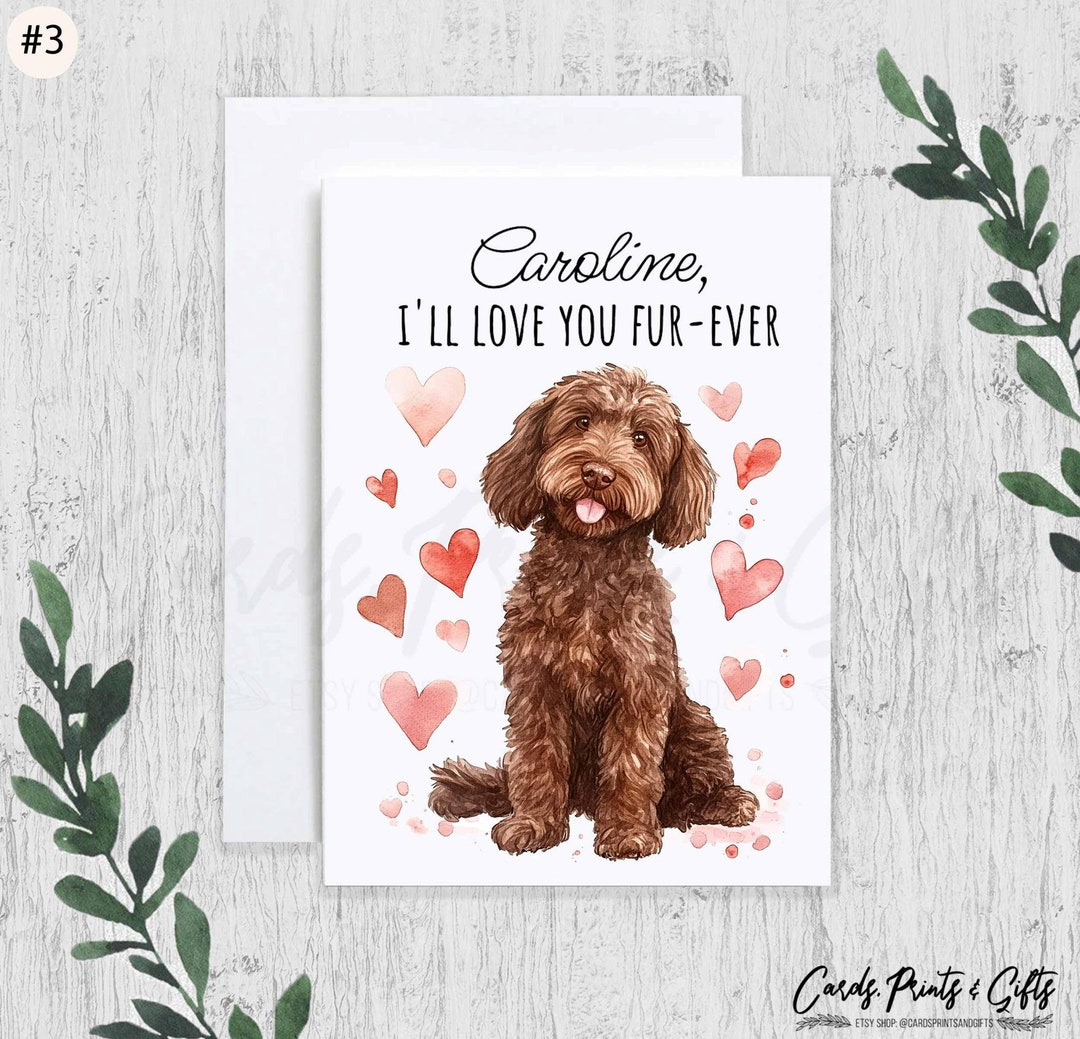 Personalized Chocolate Goldendoodle Valentines Card, Funny Labradoodle ...