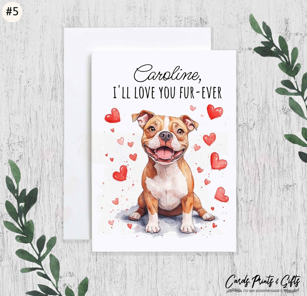 Personalized Pitbull Terrier Dog Valentines Card, Funny Pitbull ...
