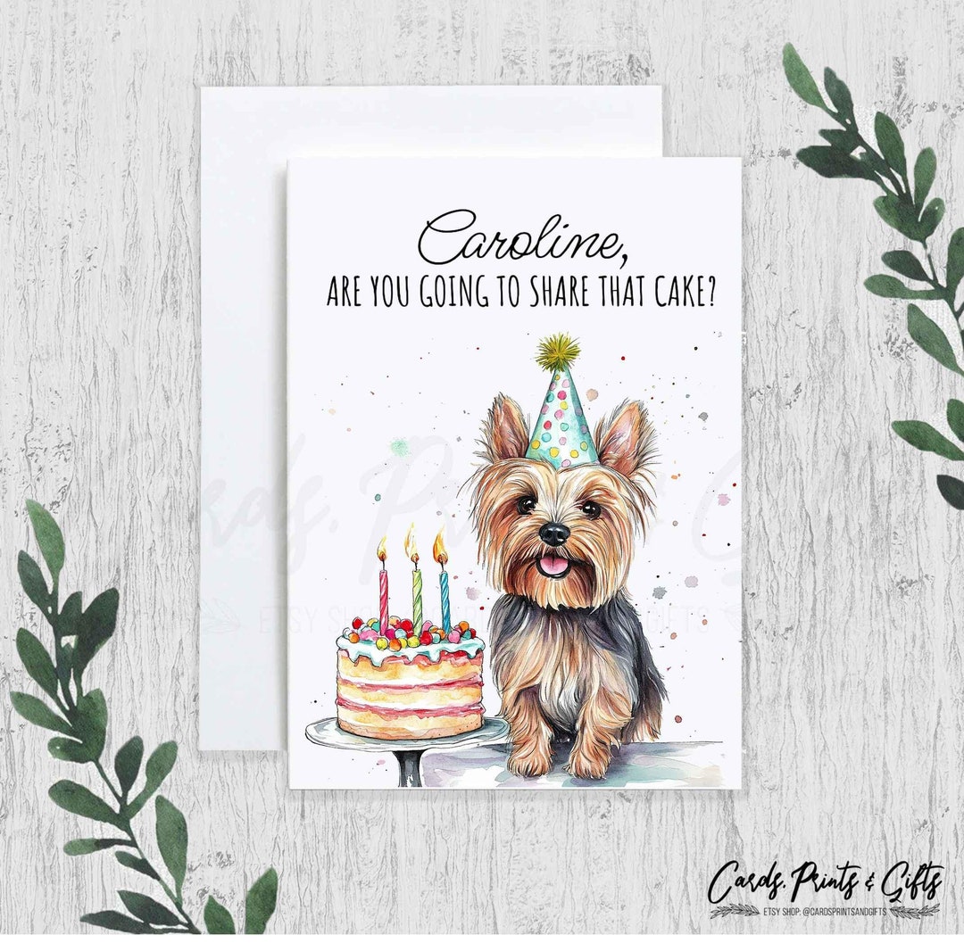 Personalized Yorkshire Terrier Birthday Card, Funny Yorkie Dog Card ...