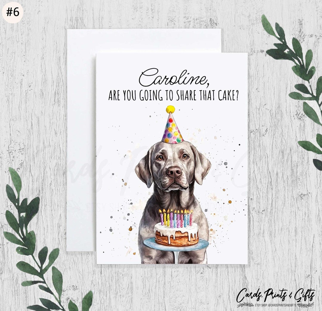 Personalized Silver Labrador Birthday Card, Funny Lab Birthday Card ...
