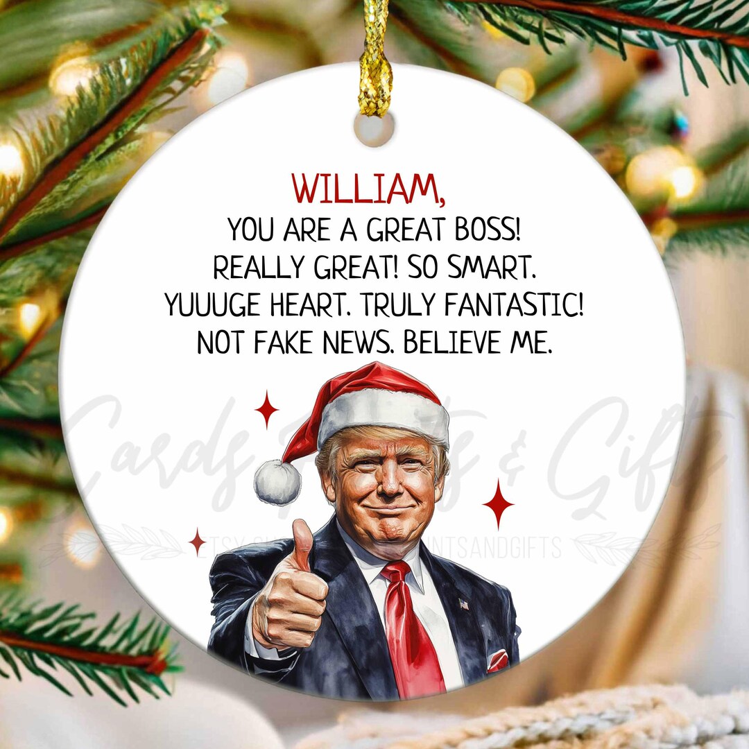 Personalized Trump Boss Ornament, Funny President Trump Christmas Gag ...