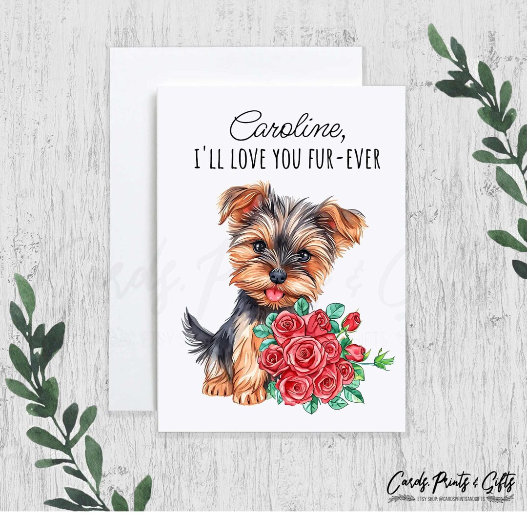 Personalized Yorkshire Terrier Dog Valentines Card, Funny Yorkie ...