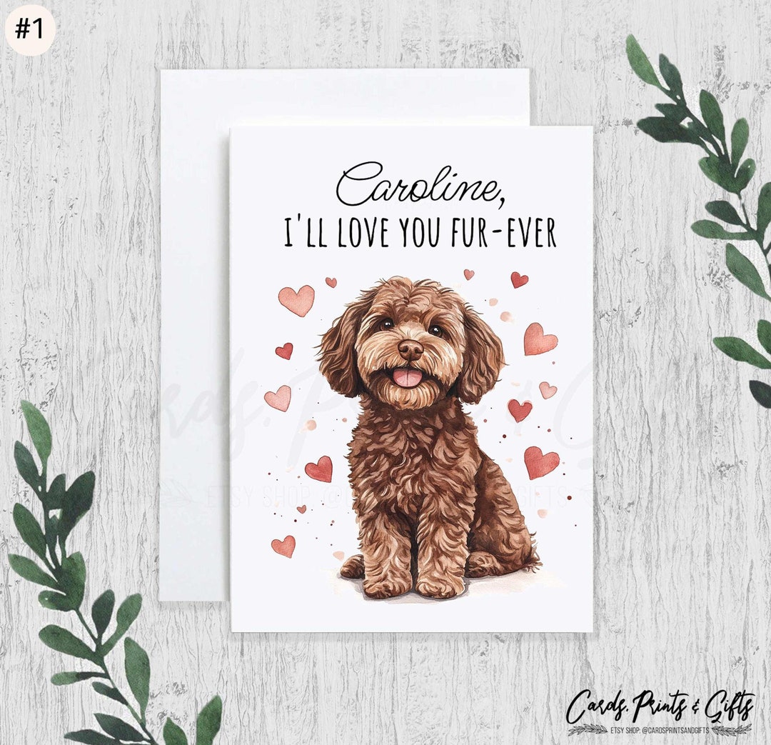 Personalized Brown Cockapoo Valentines Card, Funny Cockapoo Anniversary ...
