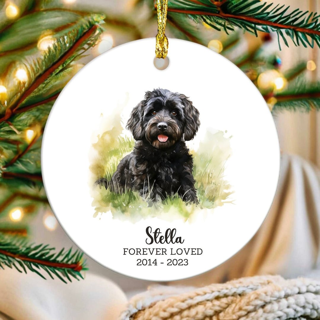 Black Labradoodle Dog Memorial Ornament, Custom Dog Ornament, in Memory ...