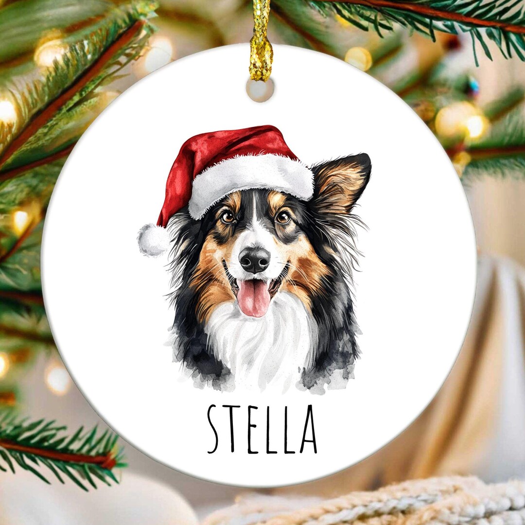 Personalized Collie Christmas Ornament, Custom Collie Dog Name Ornament ...