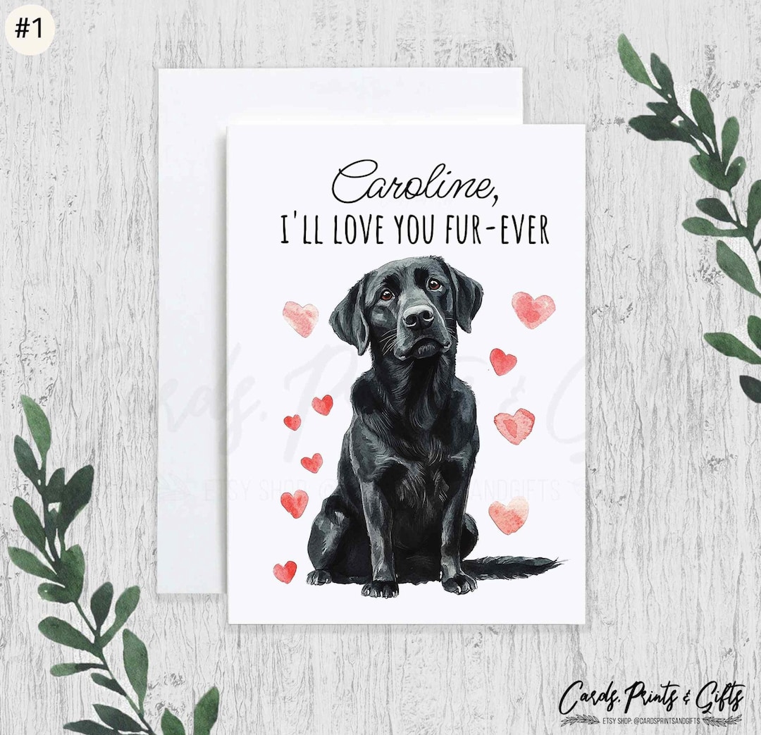 Personalized Black Labrador Valentines Card, Funny Lab Anniversary Card ...