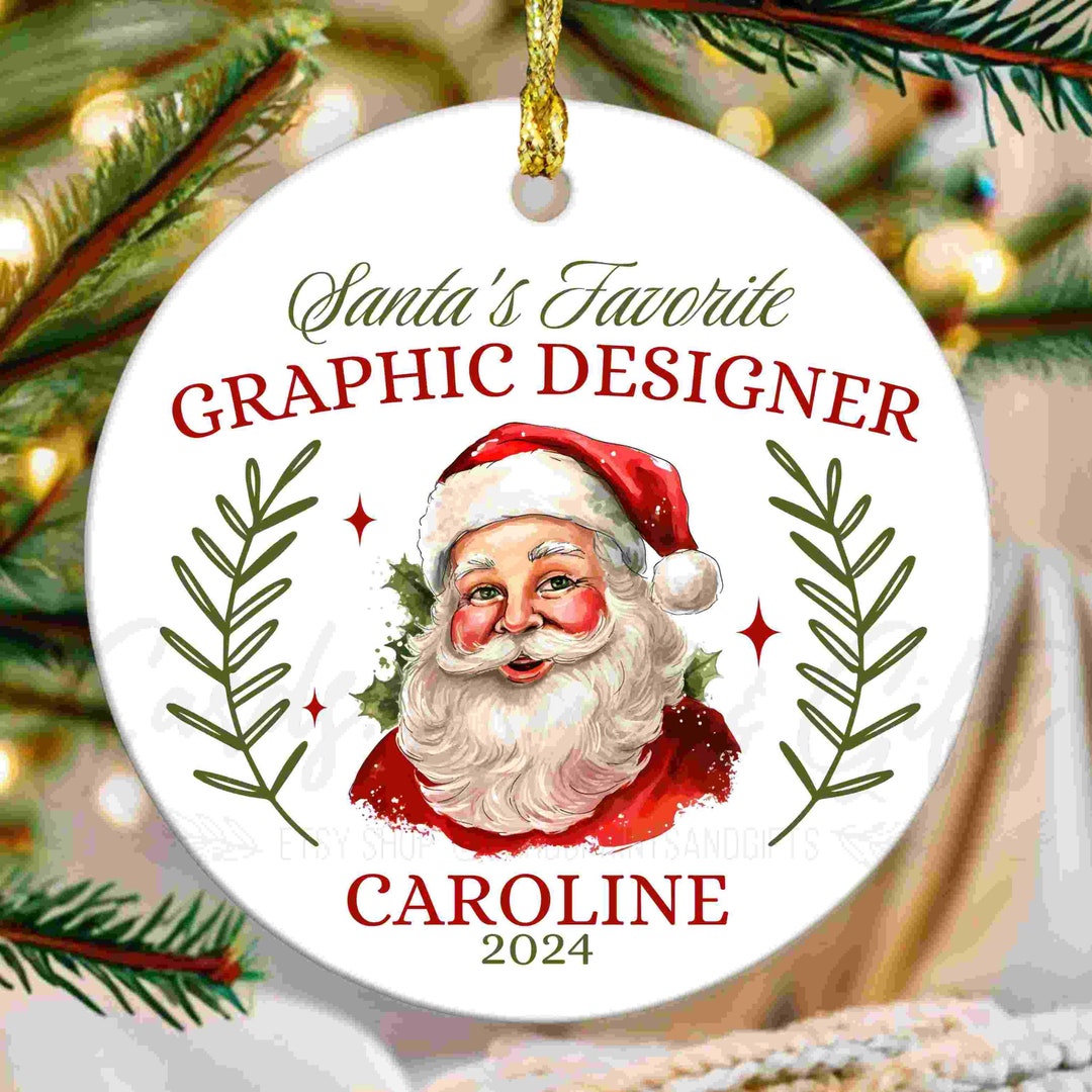 Personalized Graphic Designer Ornament, Vintage-style Santa's Favorite ...