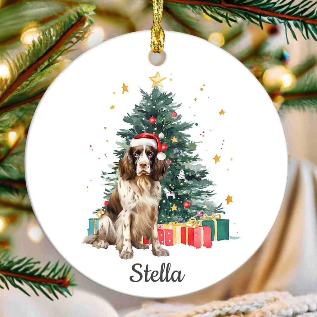 Personalized English Springer Spaniel Christmas Ornament, Custom Dog ...
