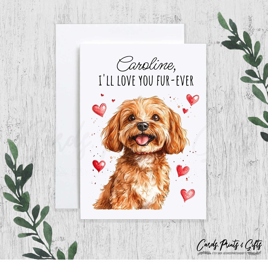Personalized Cavapoo Dog Valentines Card, Funny Cavapoo Anniversary ...