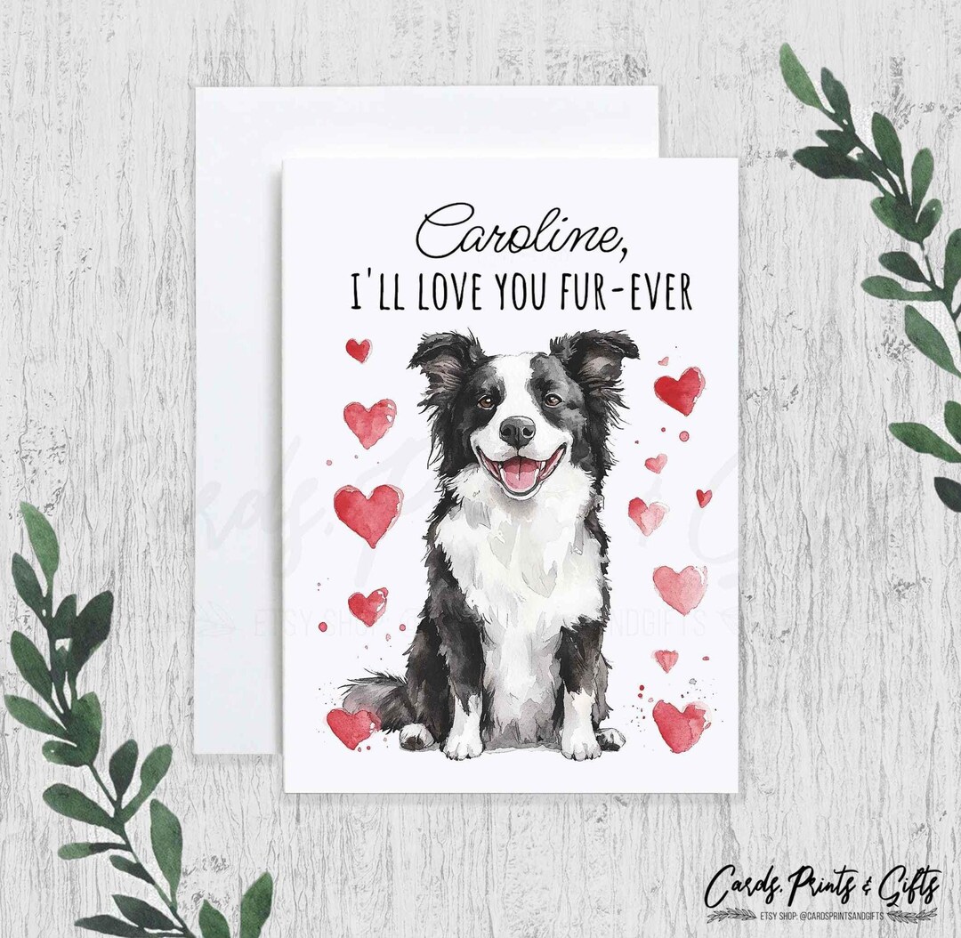 Personalized Border Collie Valentines Card, Funny Border Collie ...