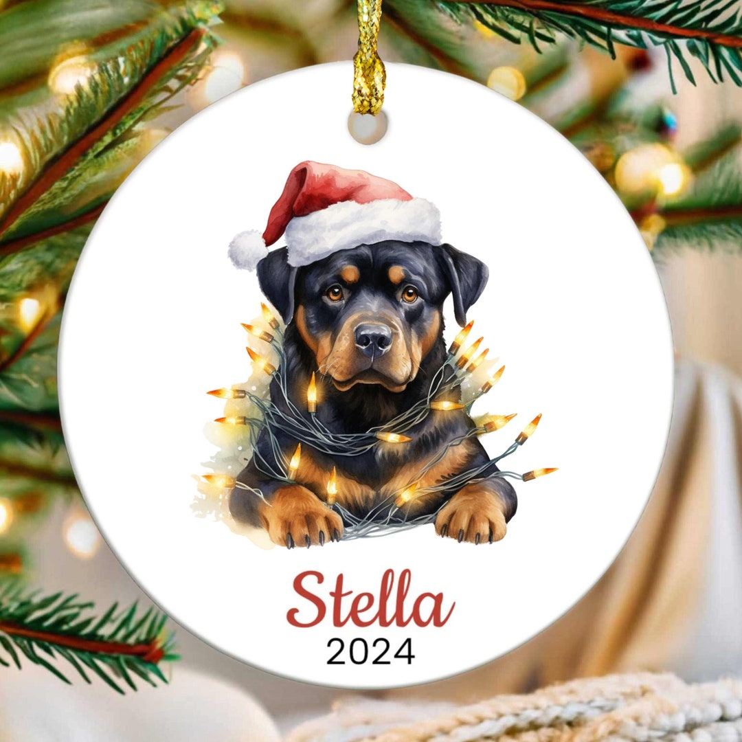 Personalized Rottweiler Dog Ornament 2024, Custom Dog Ornament ...