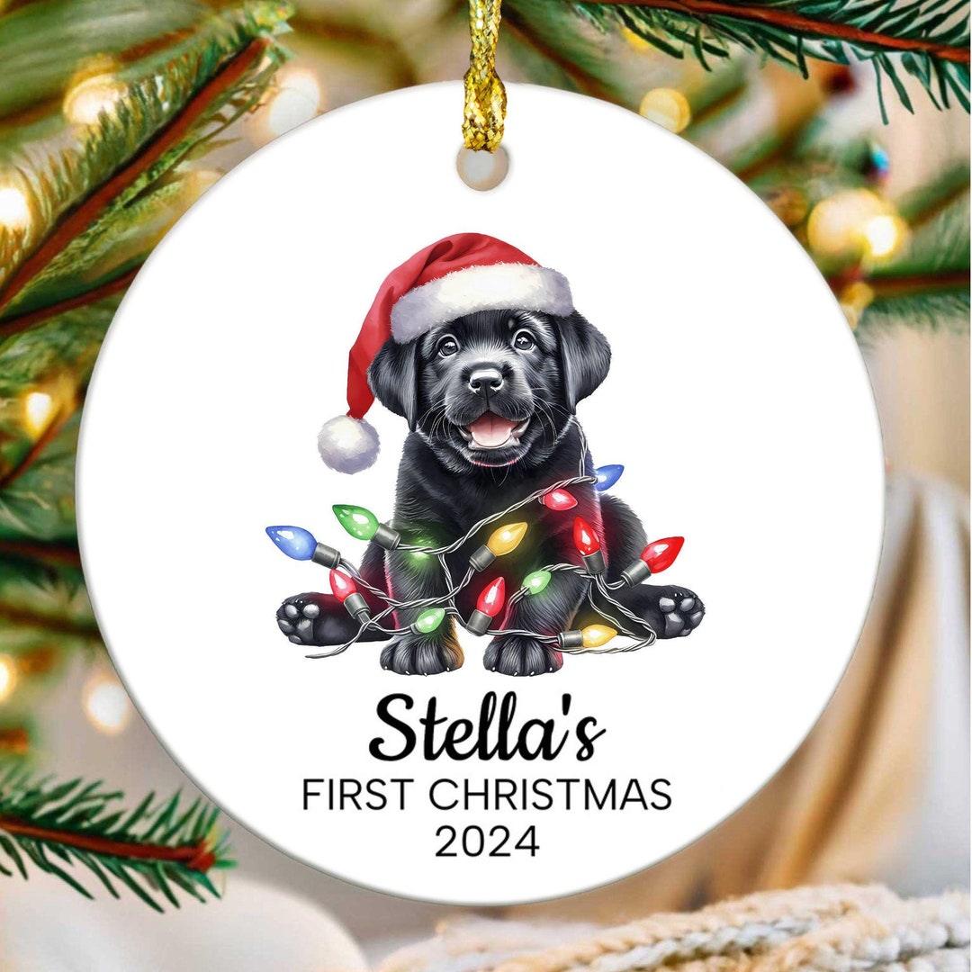 Personalized Baby Black Labrador Ornament, Dog's First Christmas ...