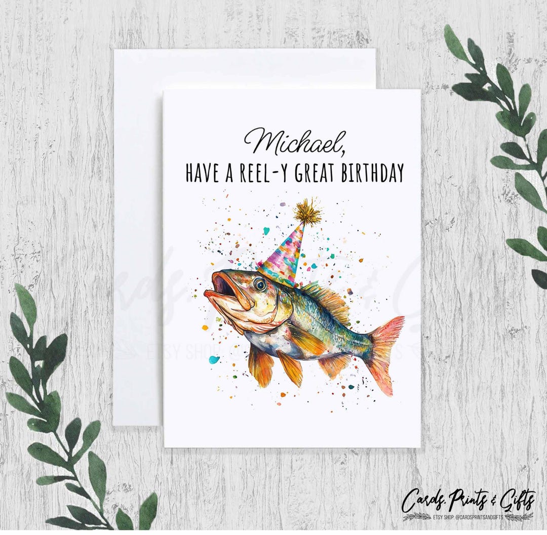 Personalized Fish Birthday Card, Funny Custom Name Birthday Card for ...