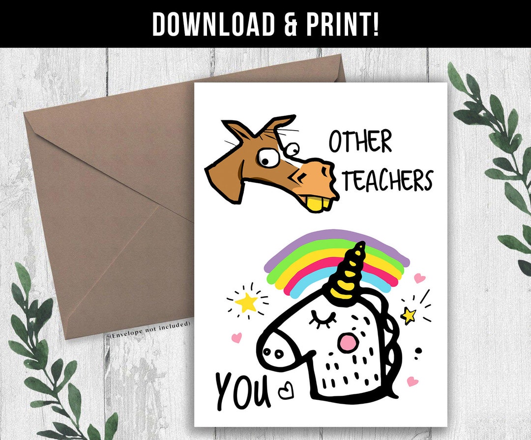 DIGITAL DOWNLOAD Funny Teacher Appreciation Card. Funny Teacher ...