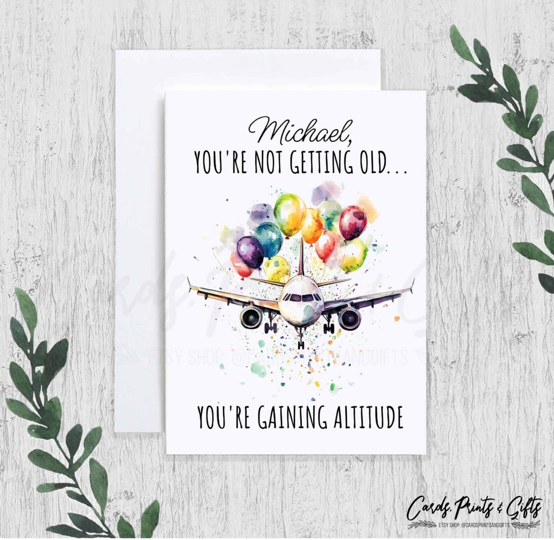 Personalized Airplane Birthday Card for Pilot, Custom Name and Age ...