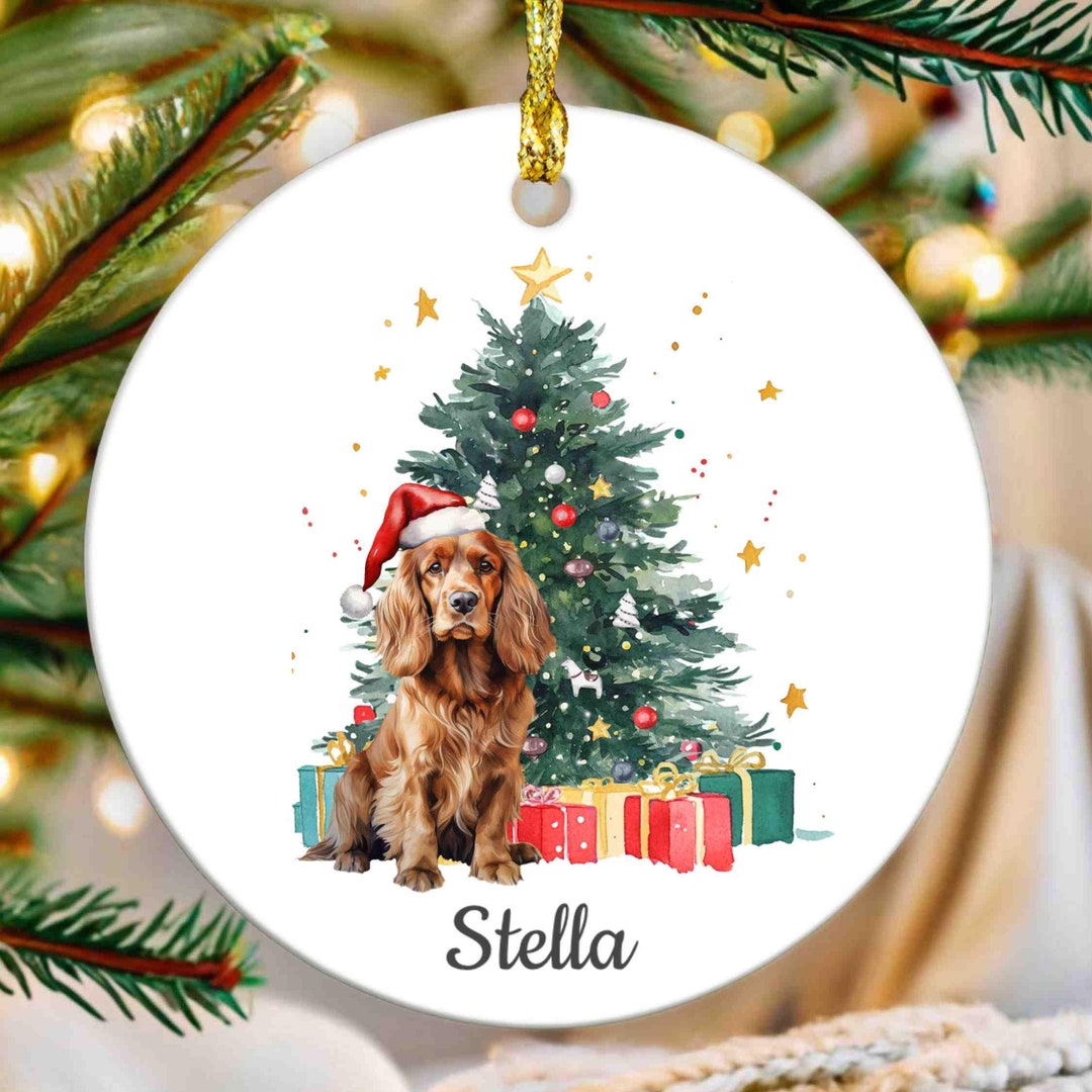 Personalized Cocker Spaniel Christmas Ornament, Custom Dog Name ...