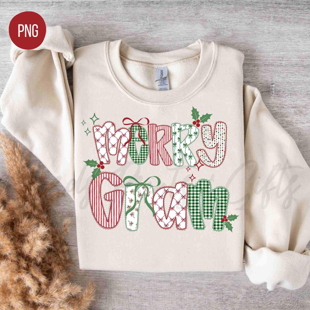 Digital Download Merry Gram Christmas PNG, Preppy Coquette Bow ...