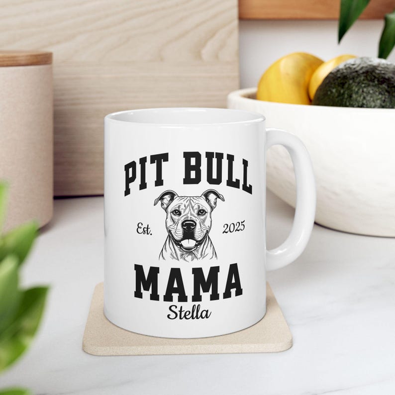 Personalized Pit Bull Mama Mug, Custom Dog Name Coffee Mug, Pit Bull ...