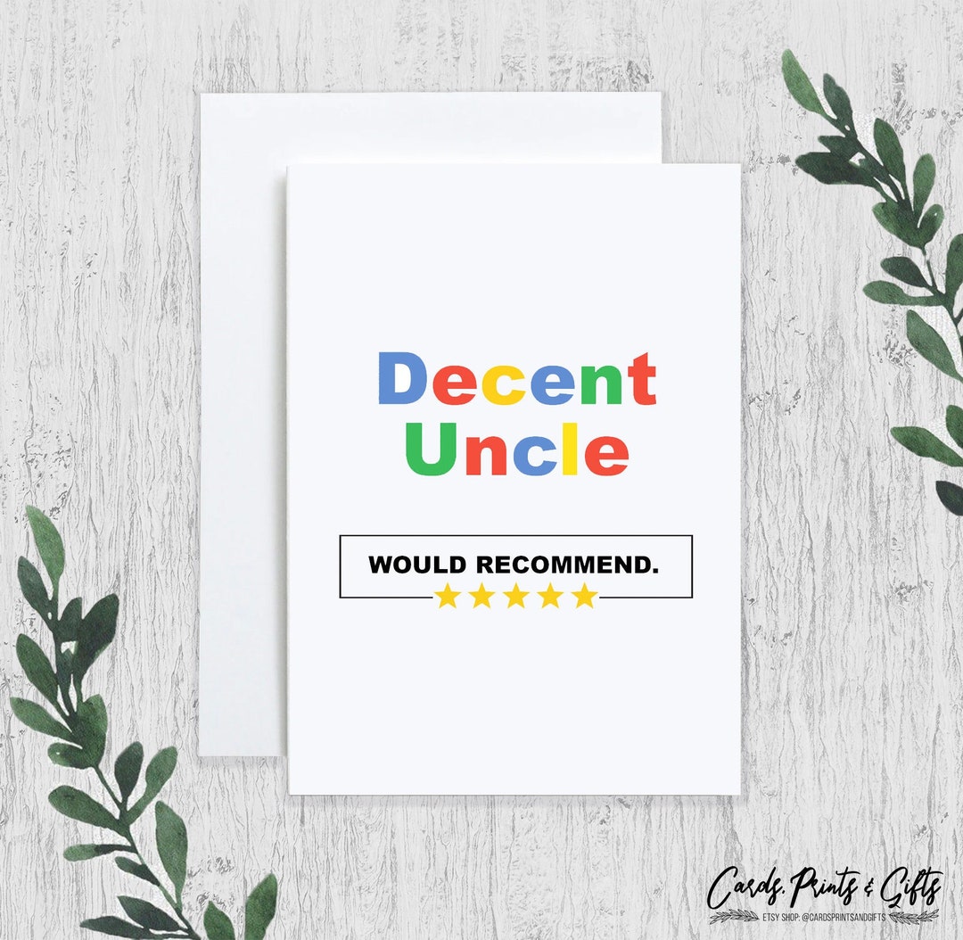 Funny Uncle Birthday Card, Google Review Uncle Card, Funny Birthday ...