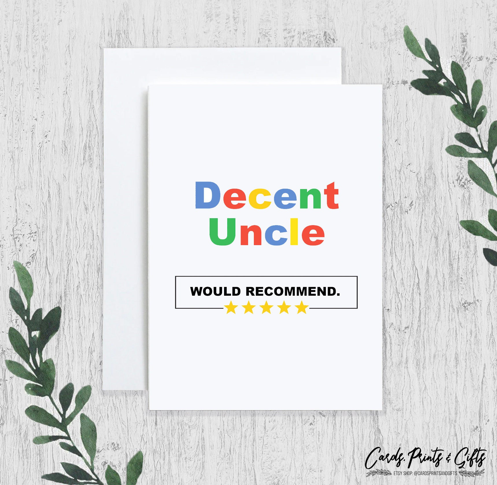 Funny Uncle Birthday Card Google Review Uncle Card Funny - Etsy
