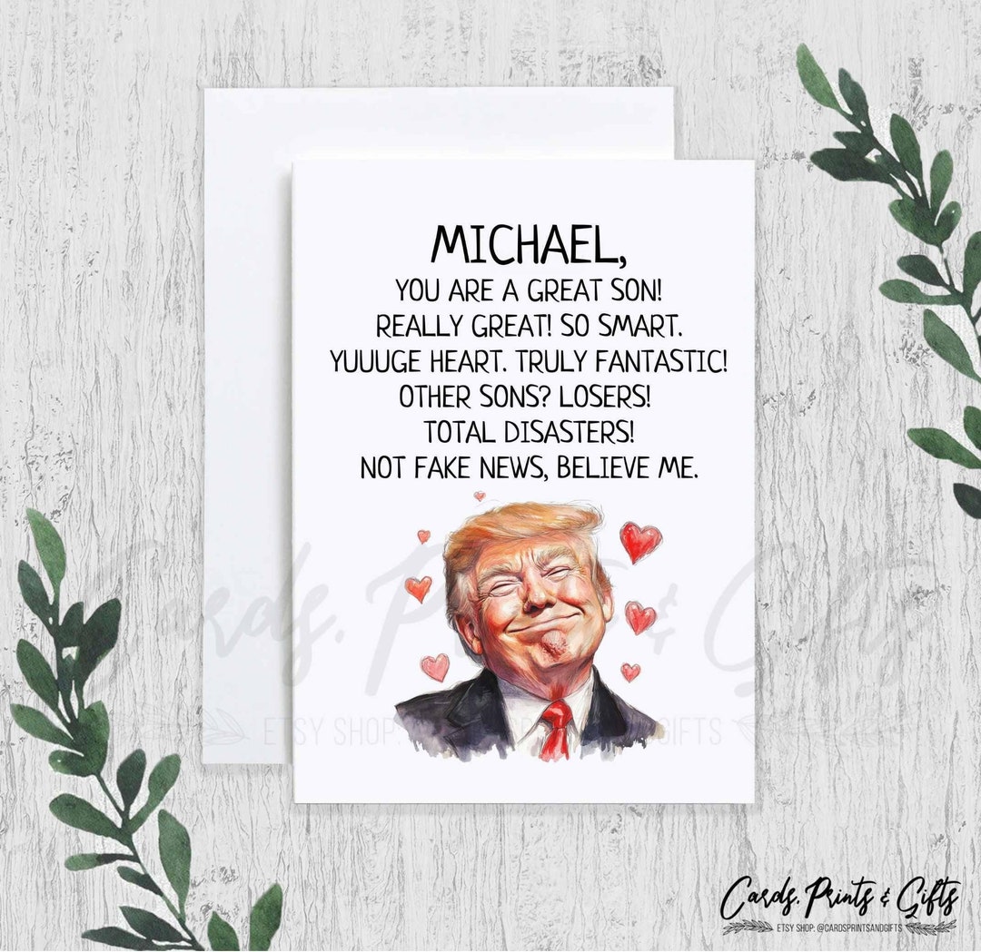 Personalized Trump Son Card, Funny President Trump Son Card, Custom ...