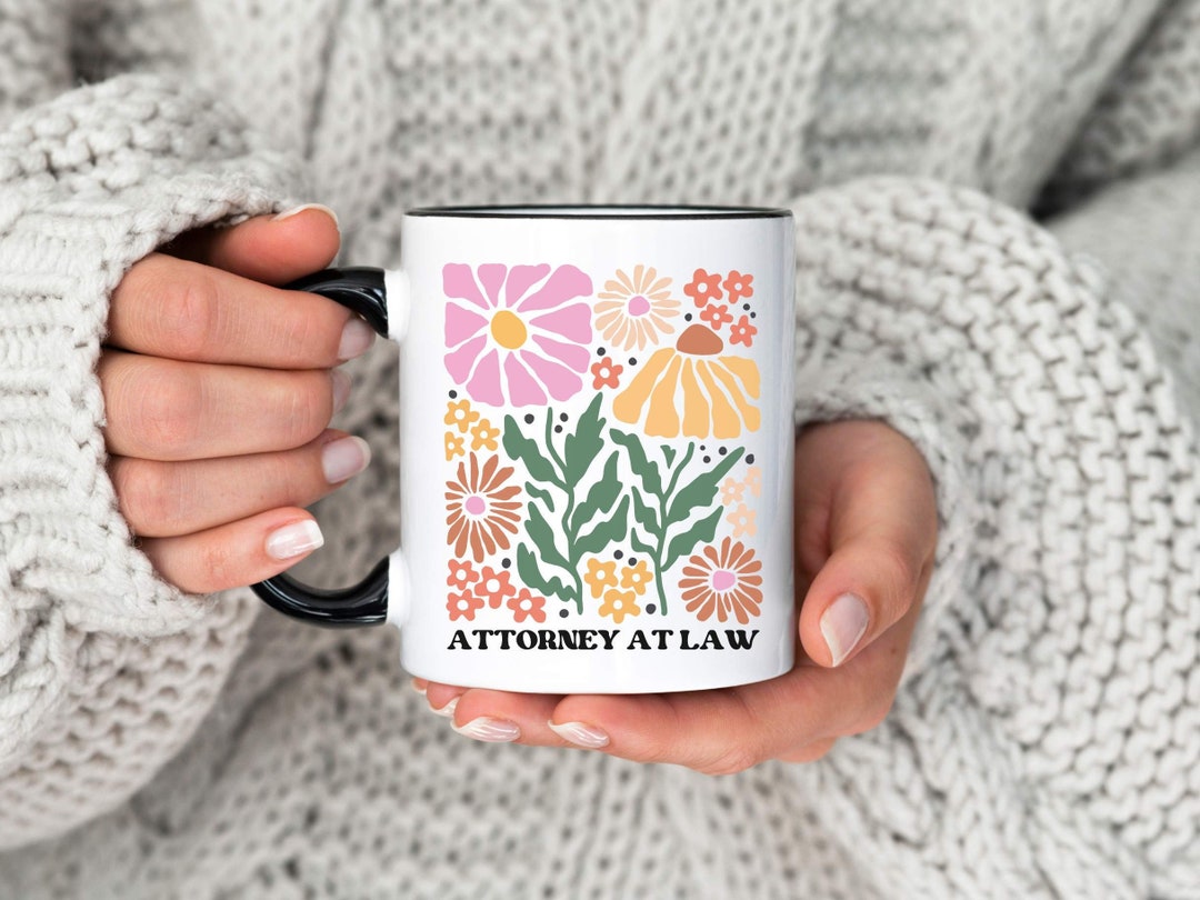Retro Attorney Mug, Boho Attorney at Law, Female Lawyer Gift, Esquire ...