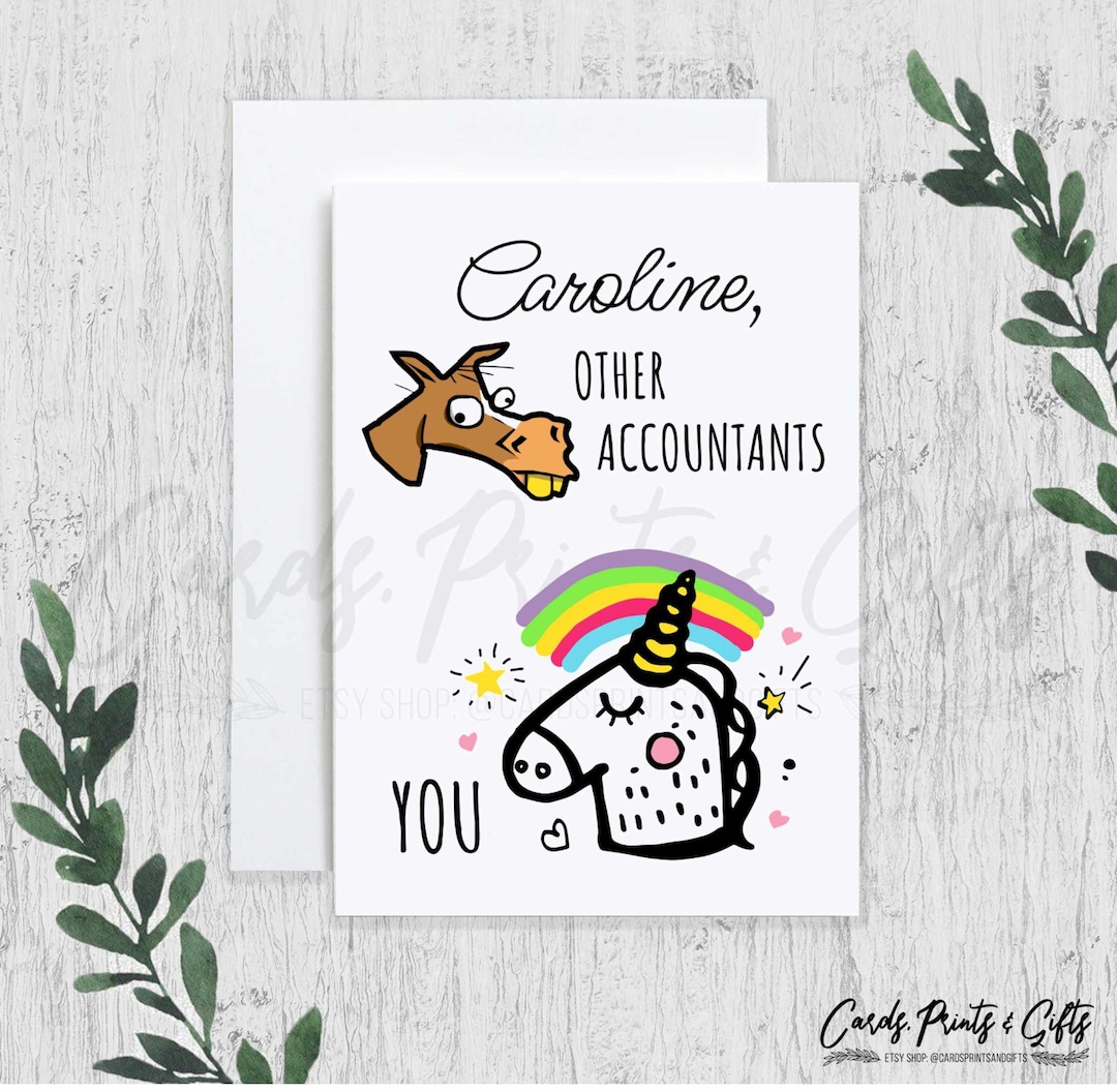 Personalized Funny Accountant Birthday Card, Funny Unicorn Accountant ...