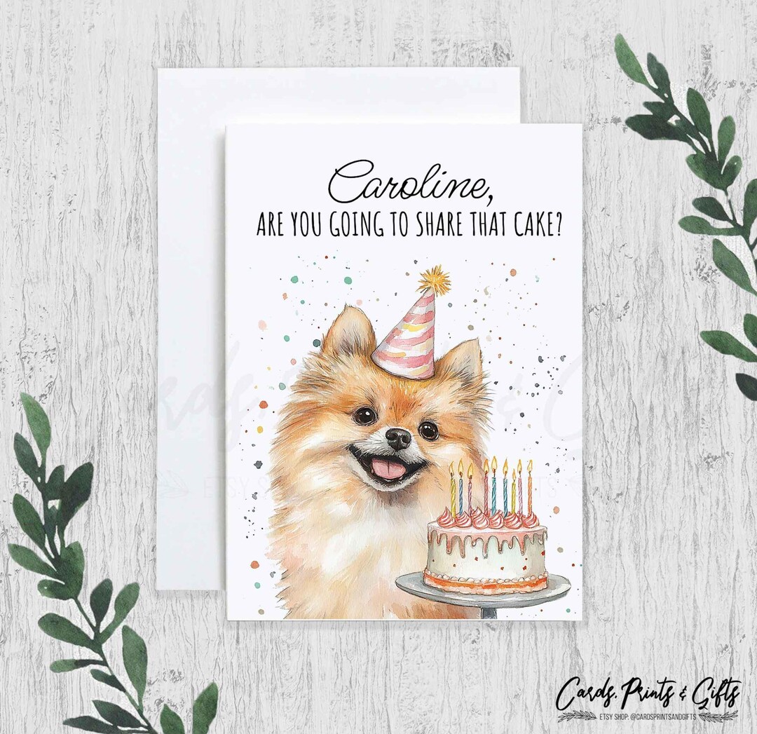 Personalized Pomeranian Birthday Card, Funny Pomeranian Dog Card ...