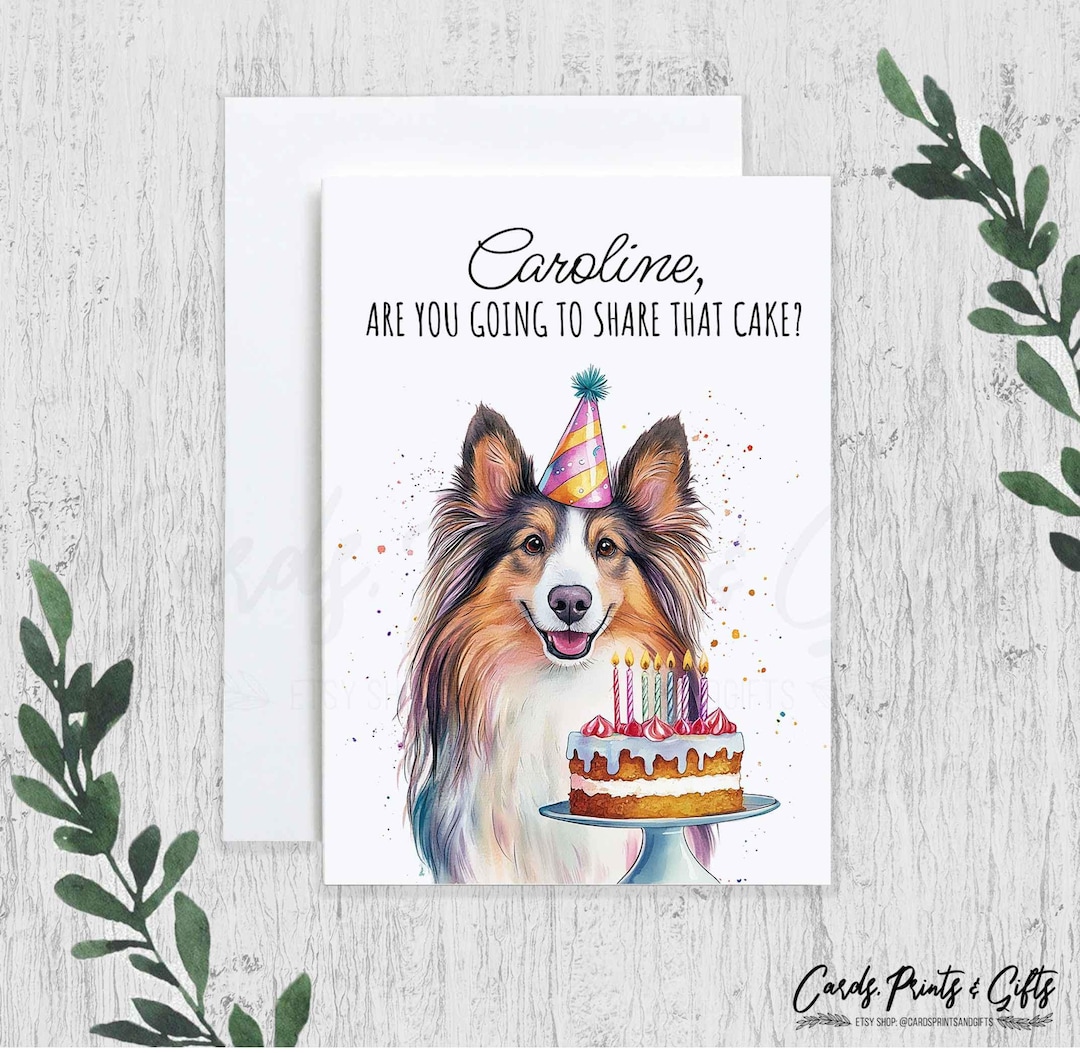 Personalized Shetland Sheepdog Birthday Card, Funny Sheltie Dog Card ...