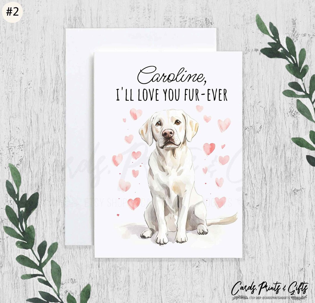 Personalized White Labrador Valentines Card, Funny Lab Anniversary Card ...