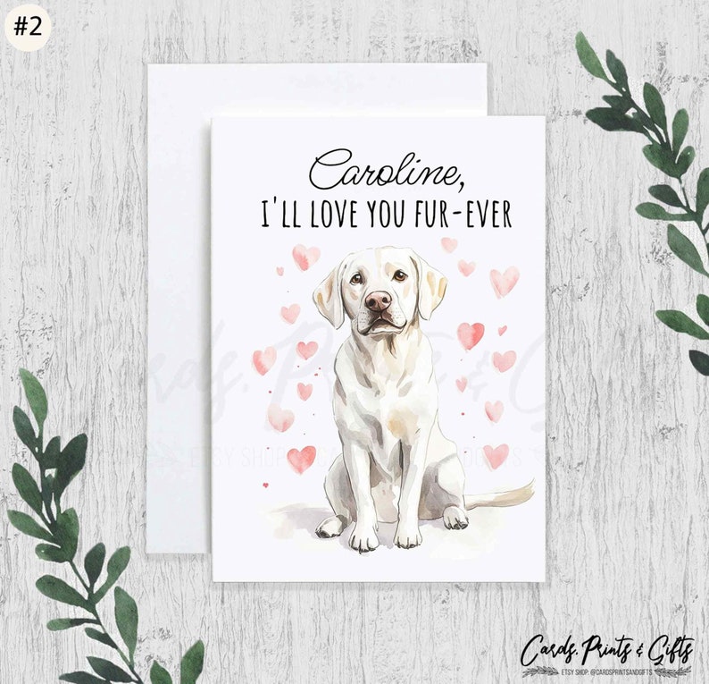 Personalized White Labrador Valentines Card, Funny Lab Anniversary Card ...