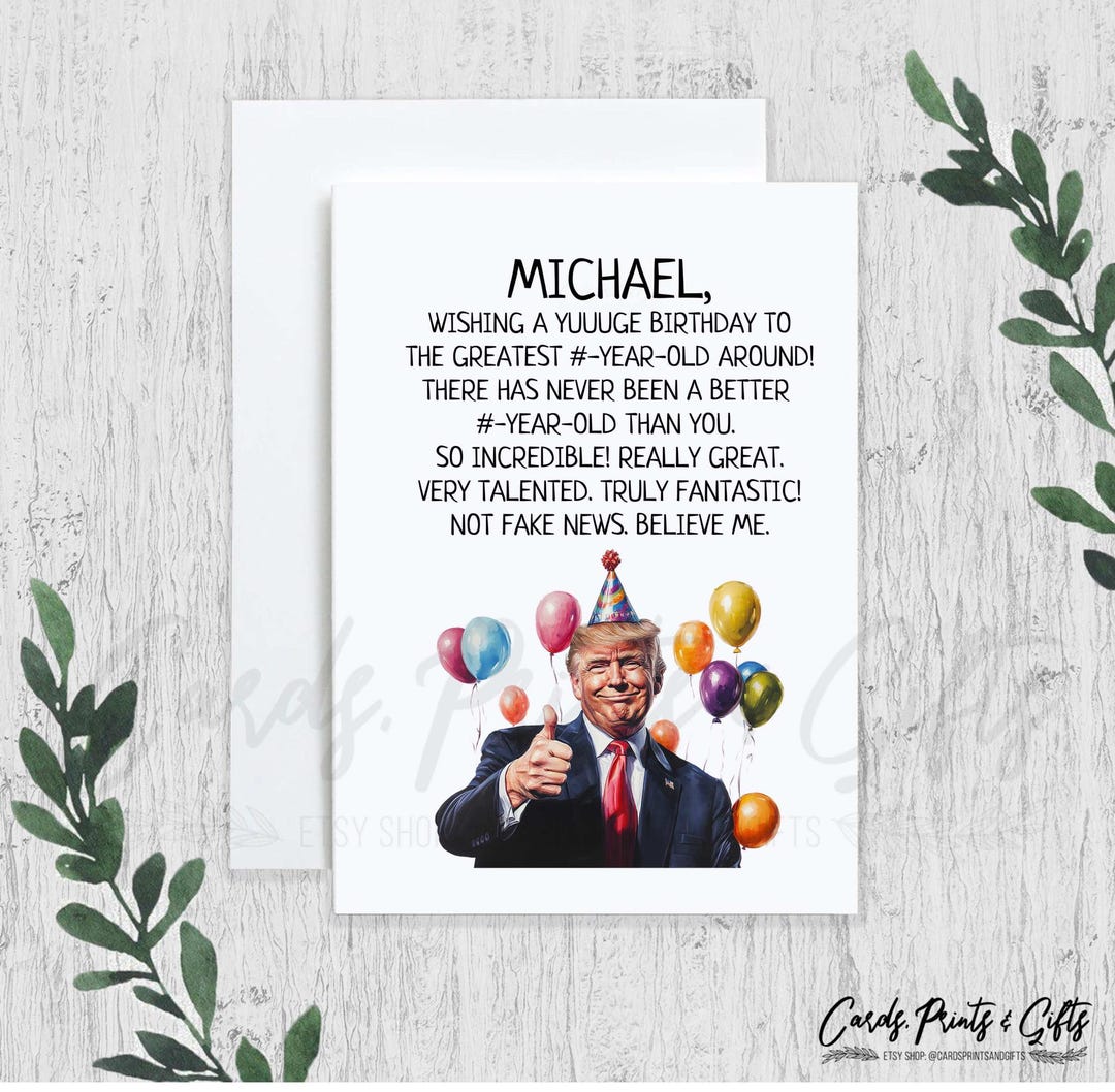 Personalized Trump Custom Age Birthday Card, Funny President Trump ...