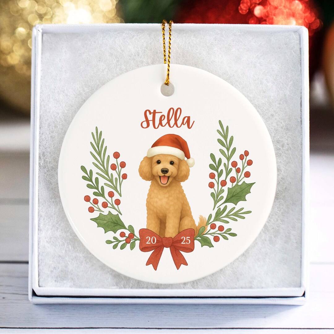 Personalized Labradoodle Christmas Ornament, Custom Dog Name Keepsake ...