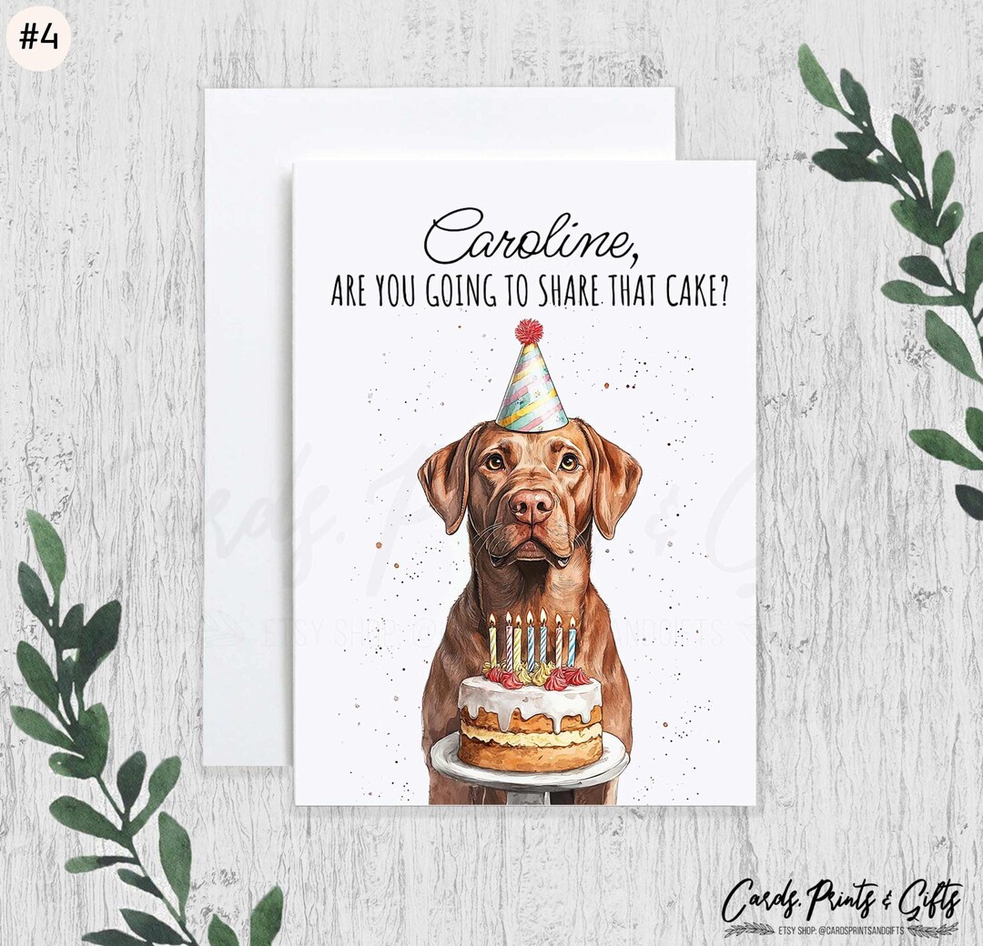 Personalized Red Labrador Birthday Card, Funny Lab Birthday Card, Dog ...