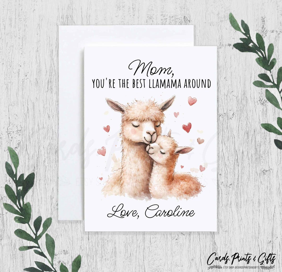Personalized Mama Llama Animal Mother's Day Card, Funny Llama Pun Card ...