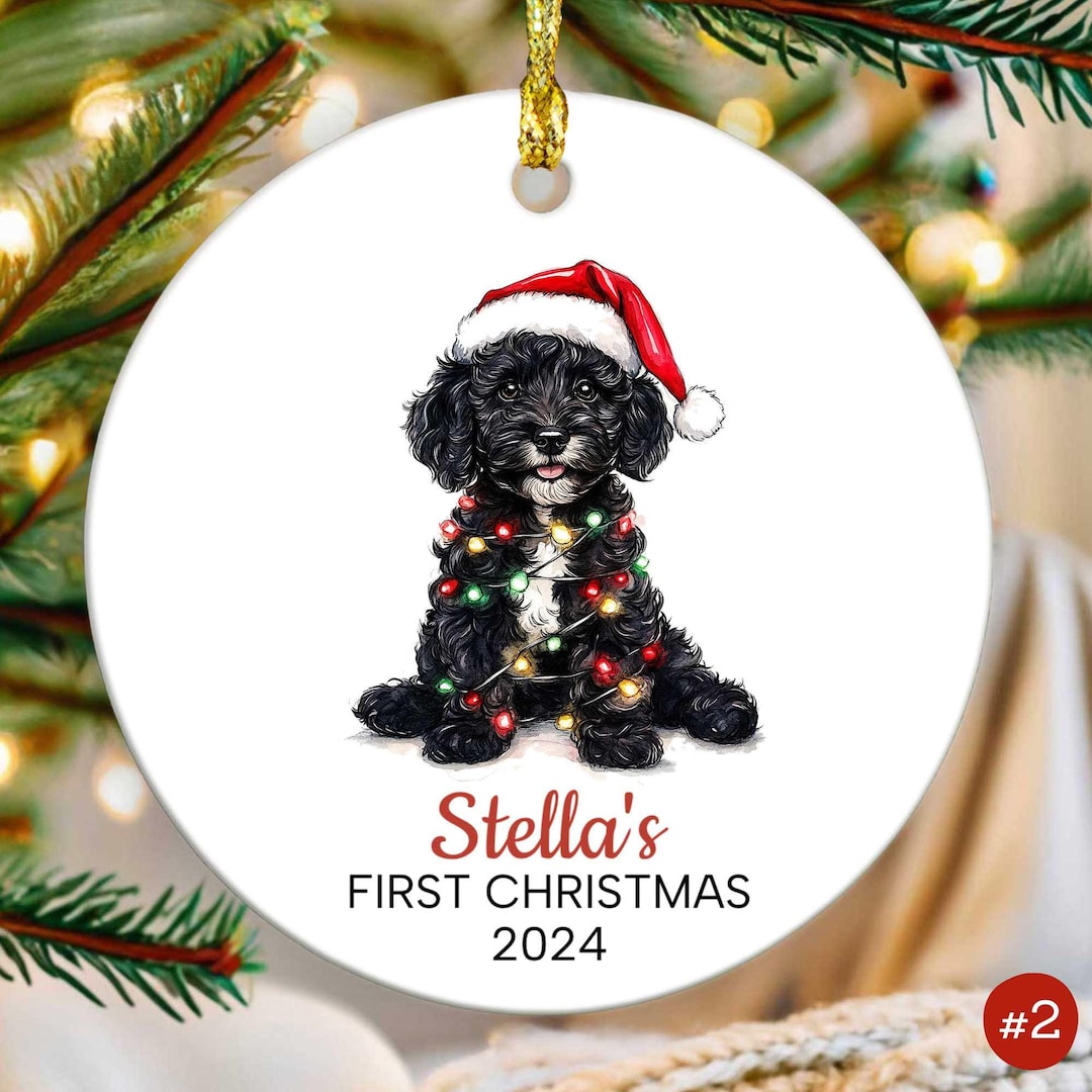 Personalized Baby Black Labradoodle Ornament, Dog's First Christmas ...