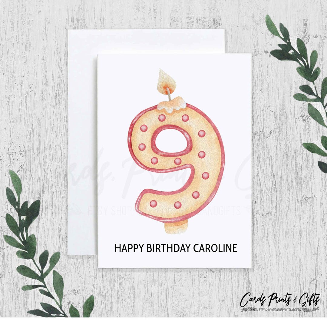 Personalized 9th Birthday Card for Girl, Daughter 9th Birthday Card ...