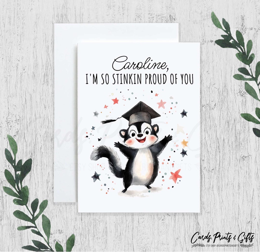 Personalized Skunk Pun Graduation Card, Funny Card for Graduation ...