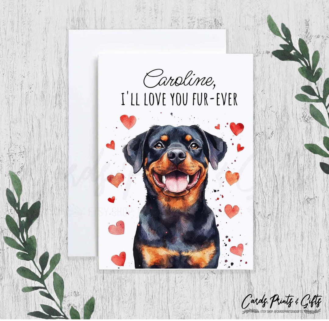 Personalized Rottweiler Valentines Card, Funny Rottweiler Anniversary ...