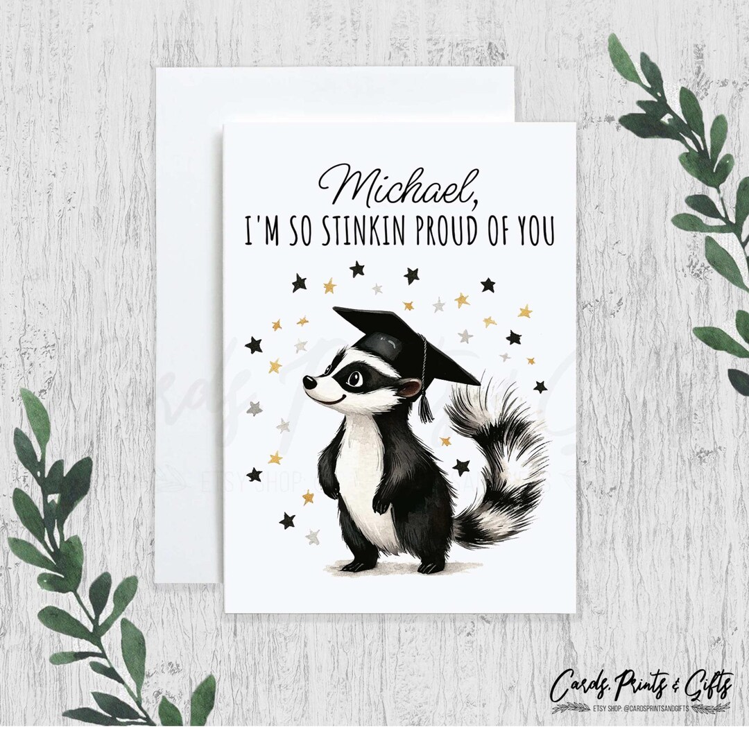 Personalized Skunk Pun Graduation Card, Funny Card for Graduation ...