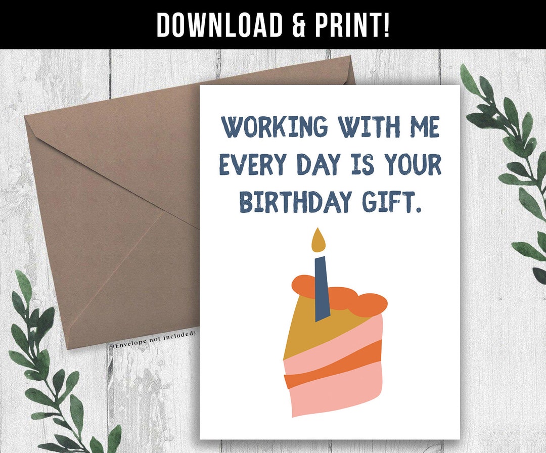 DIGITAL DOWNLOAD Work Friend Birthday Card, Funny Coworker Birthday ...