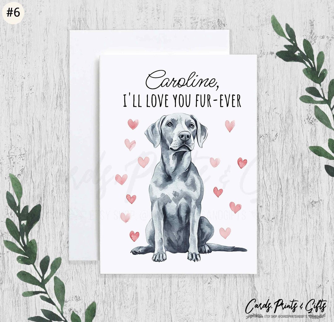 Personalized Silver Labrador Valentines Card, Funny Lab Anniversary ...